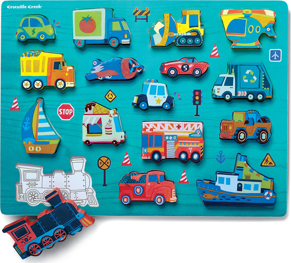 16-pc Wood puzzle - things that go – School Crossing