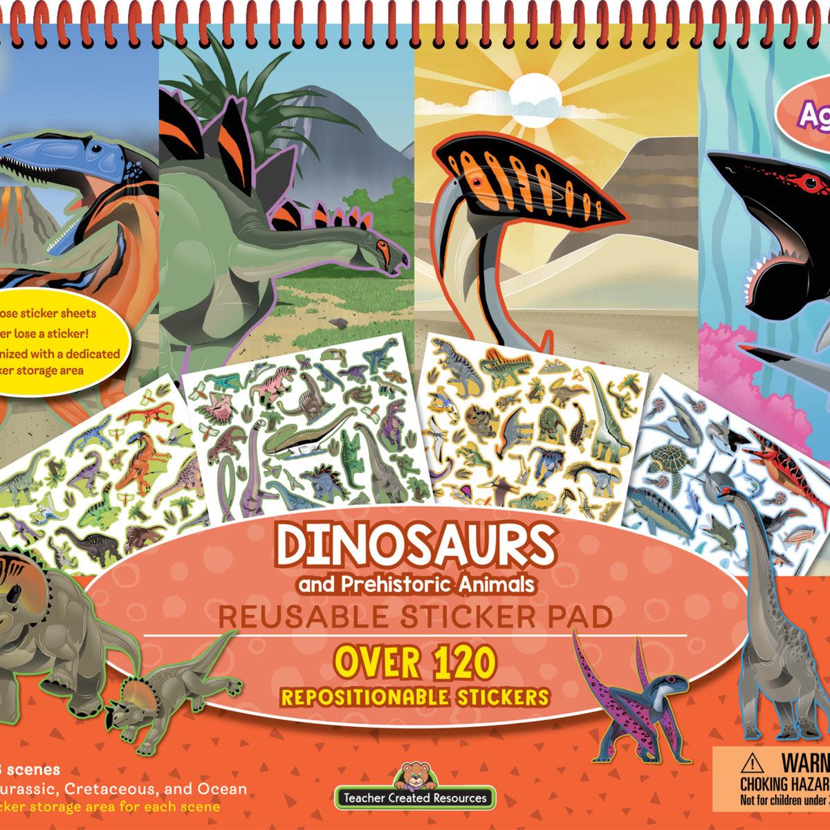 Dinosaurs and Prehistoric Animals Reusable Sticker Pad – School Crossing