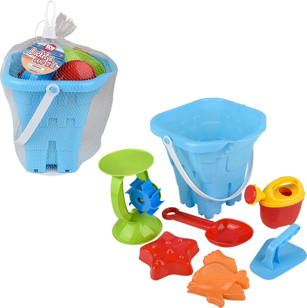 Bucket and 6 Piece Sand Toys – School Crossing