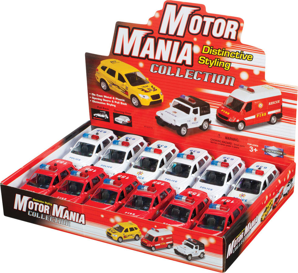 Motor Mania Emergency Vehicles (Assorted Colors) – School Crossing